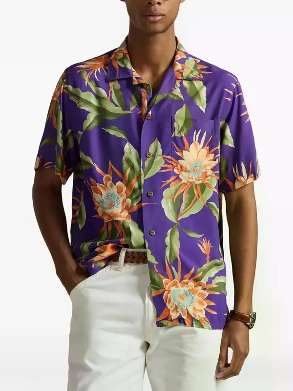 Polo Ralph Lauren Floral-print Pocket Camp Shirt - Purple
