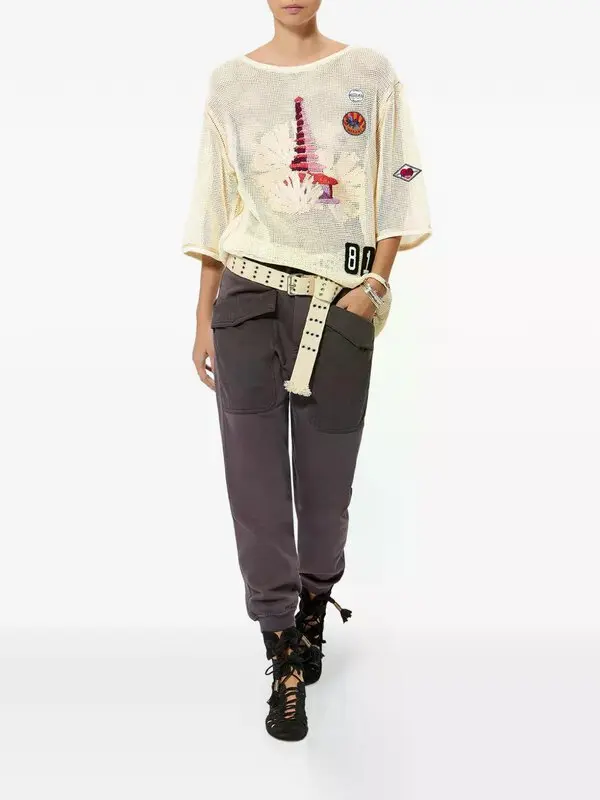 Isabel Marant Étoile Embroidered Cotton Mesh Tank Top - Neutrals