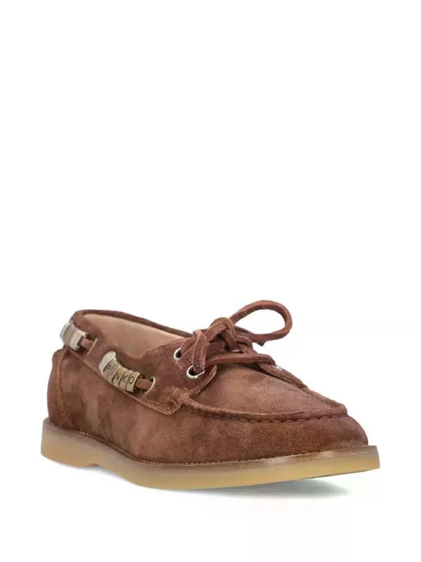 Pinko Suede Lace-up Loafers - Brown