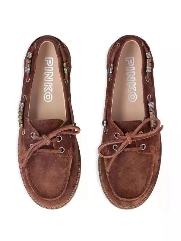 Pinko Suede Lace-up Loafers - Brown