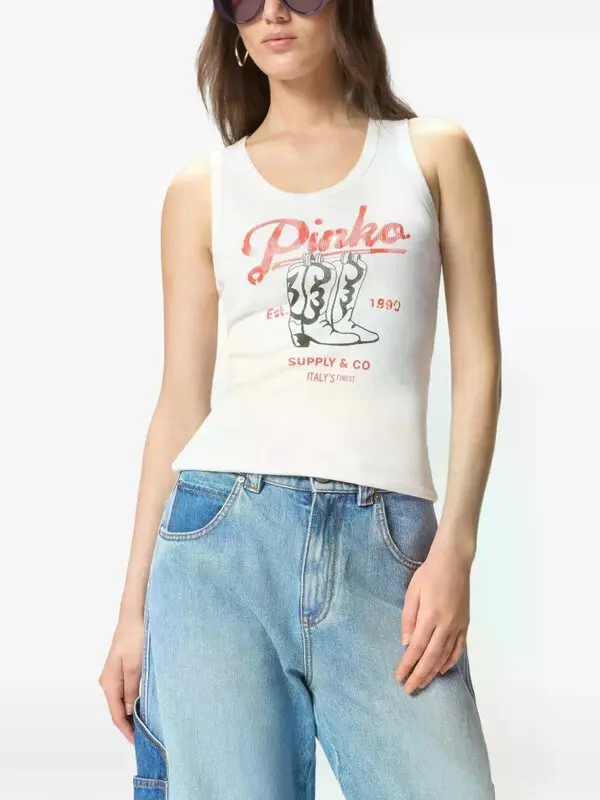 Pinko Graphic Print Tank Top - Neutrals