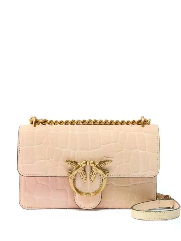 Pinko Crocodile-effect Bird Chain Cross Body Bag - Neutrals