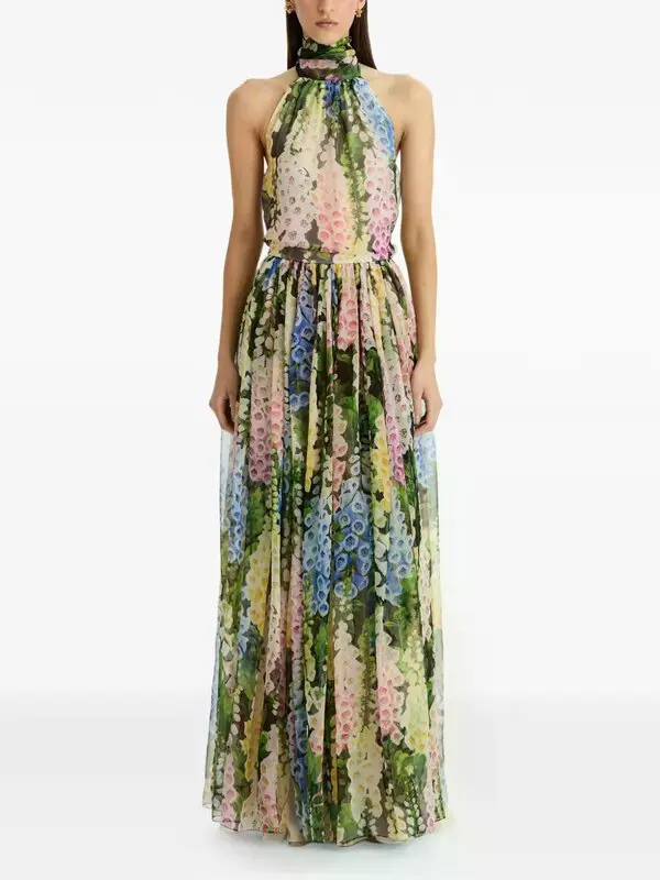 Oscar De La Renta Foxglove Chiffon Gown - Green