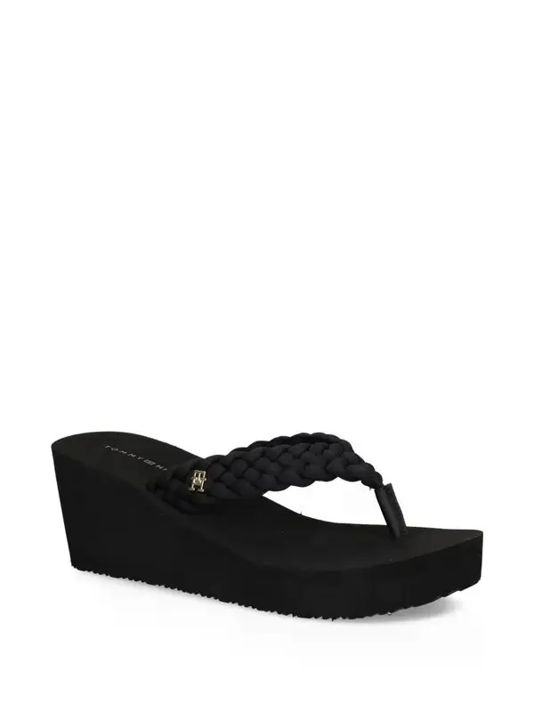 Tommy Hilfiger Braided Wedge Slides - Black
