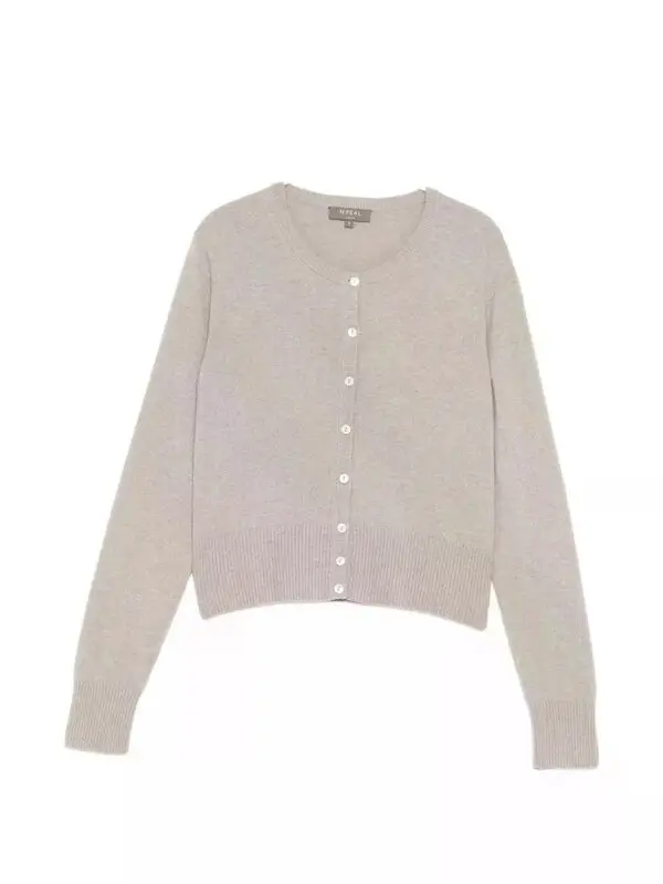 N.peal Round Neck Cropped Cardigan - Grey