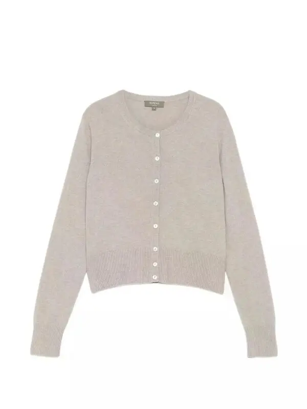N.peal Cropped Round Neck Cardigan - Grey