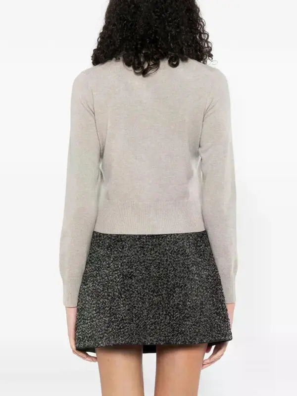 N.peal Cropped Round Neck Cardigan - Grey