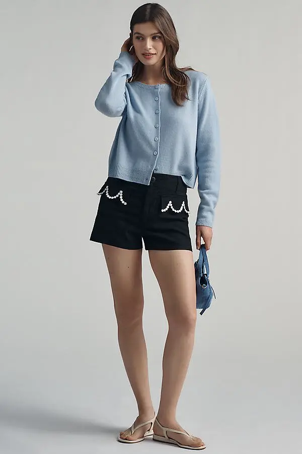 Maeve Colette Linen Blend Daisy-trim Shorts