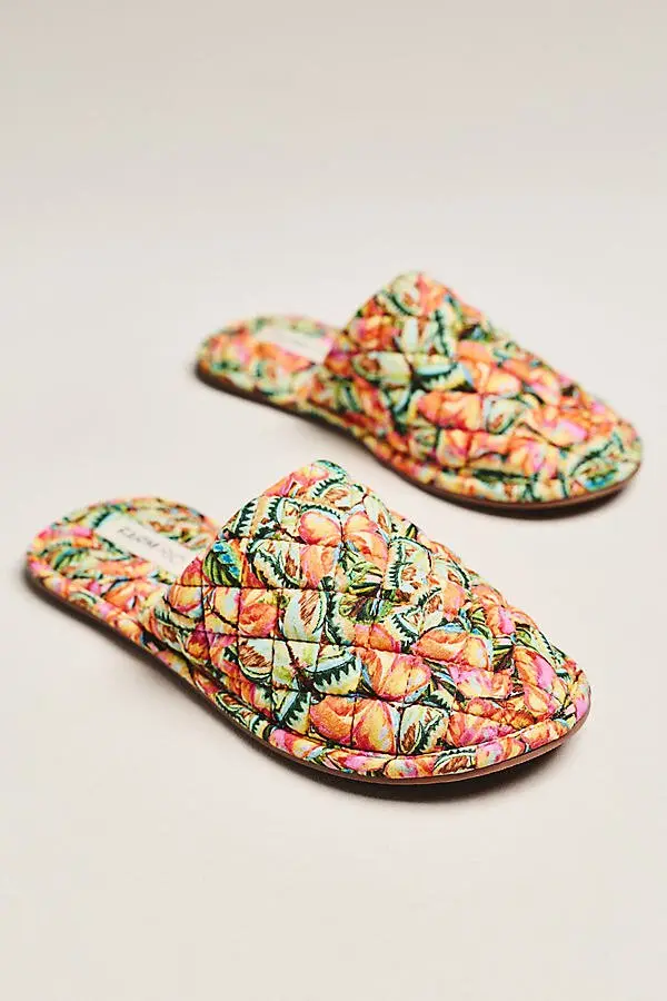 Farm Rio Quilted Hotel Slippers - Orange Floral