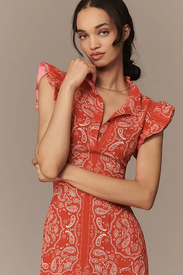 NEVER FULLY DRESSED Bandana Puff-sleeve Maxi Dress