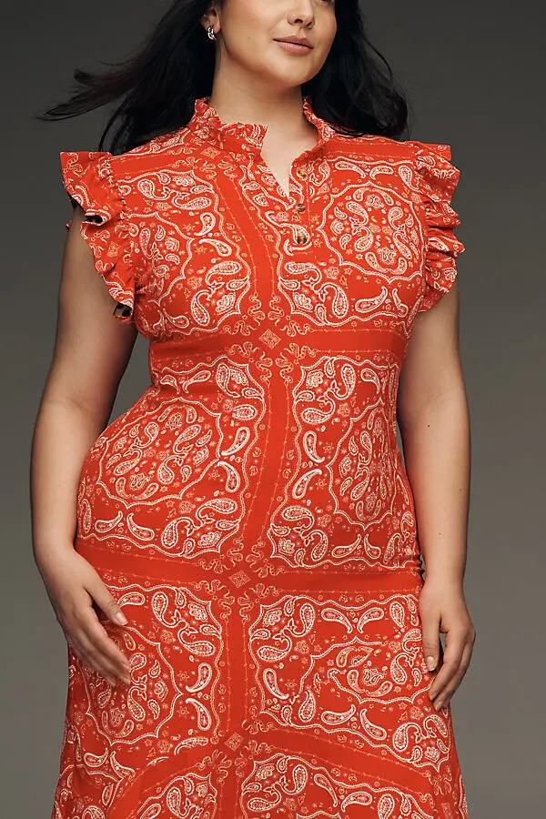 NEVER FULLY DRESSED Bandana Puff-sleeve Maxi Dress