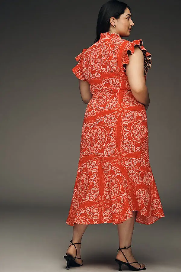 NEVER FULLY DRESSED Bandana Puff-sleeve Maxi Dress