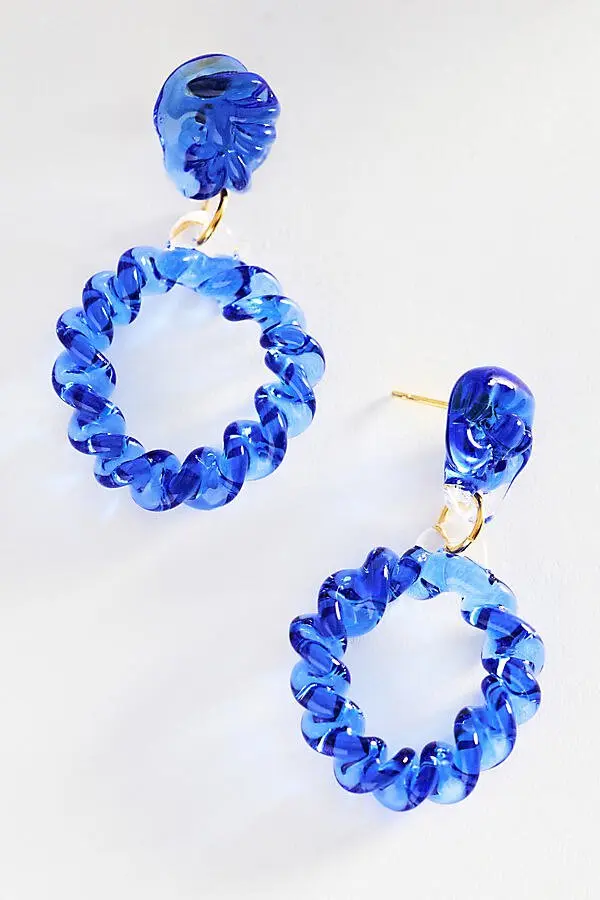 LEVENS JEWELS Levens Twist Circle Drop Earrgs - Blue