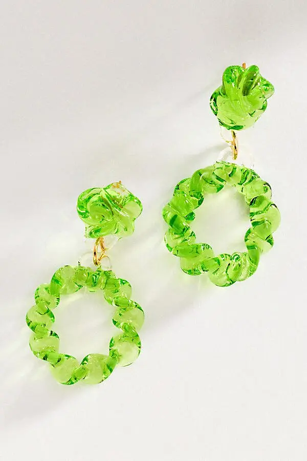 LEVENS JEWELS Twist Circle Drop Earrings - Green