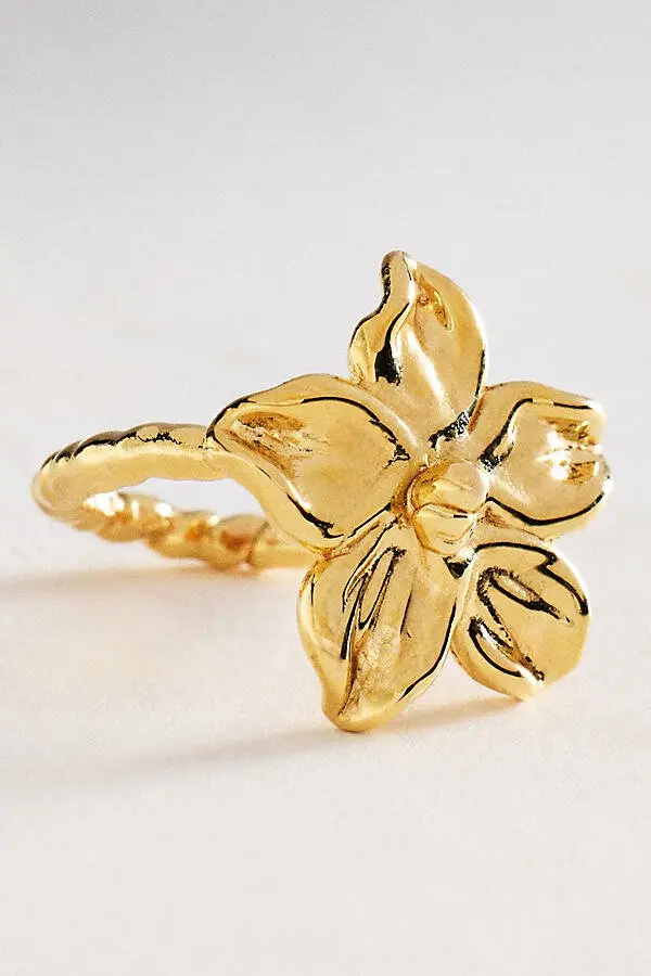 LEVENS JEWELS Levens Statement Flower Rg - Gold