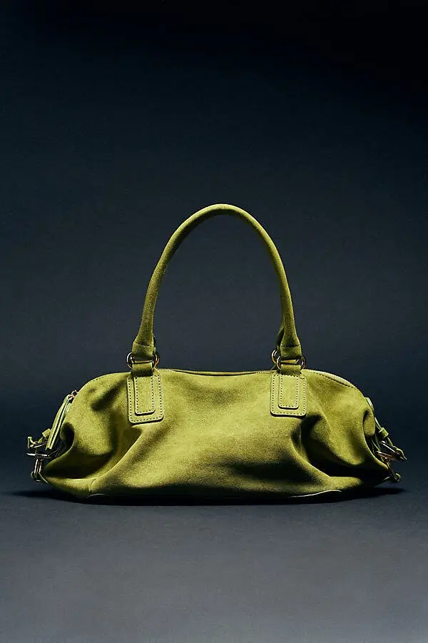 Anthropologie Artacho Faux Suede Large Slouchy Shoulder Bag - Green