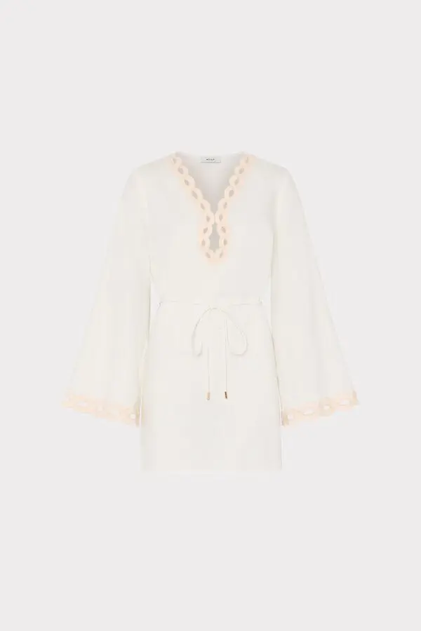 MILLY Linen Chain Embroidery Cover-up - White