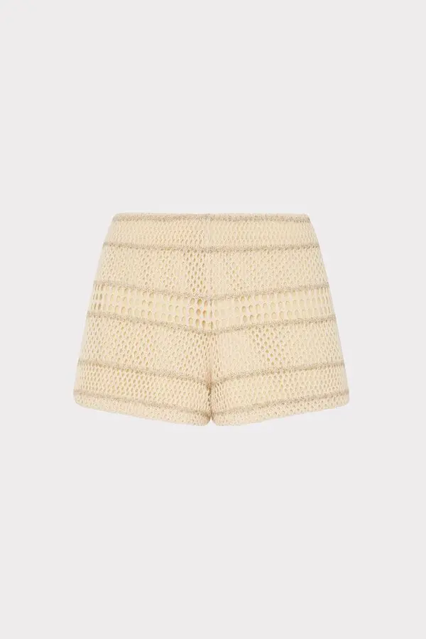 MILLY Crochet Knit Shorts - Gold
