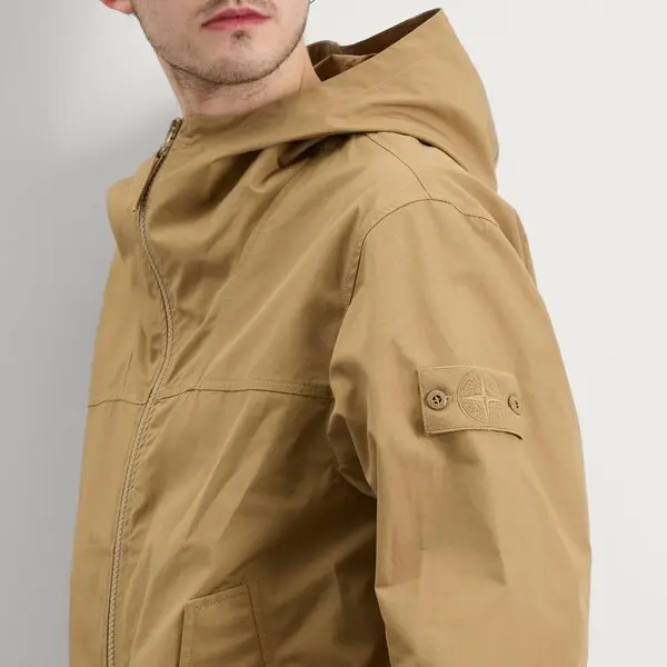 Stone Island Ghost Cotton Canvas Hooded Jacket - Dark Beige