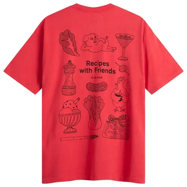 DAMSON MADDER Recipes With Friends Graphic T-shirt - Red