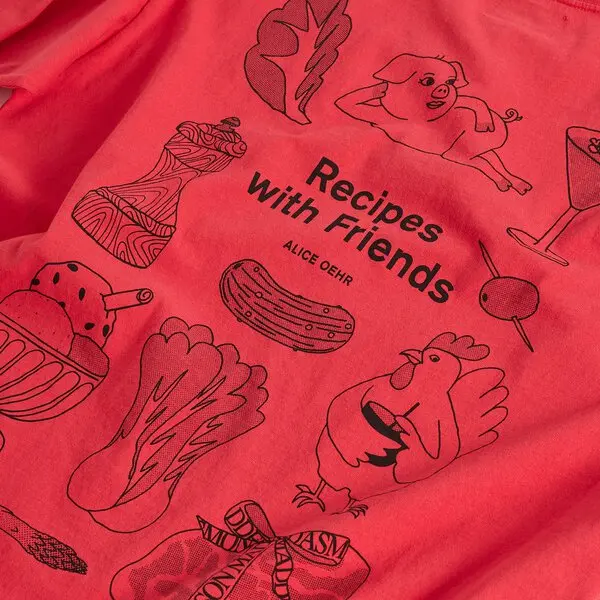 DAMSON MADDER Recipes With Friends Graphic T-shirt - Red