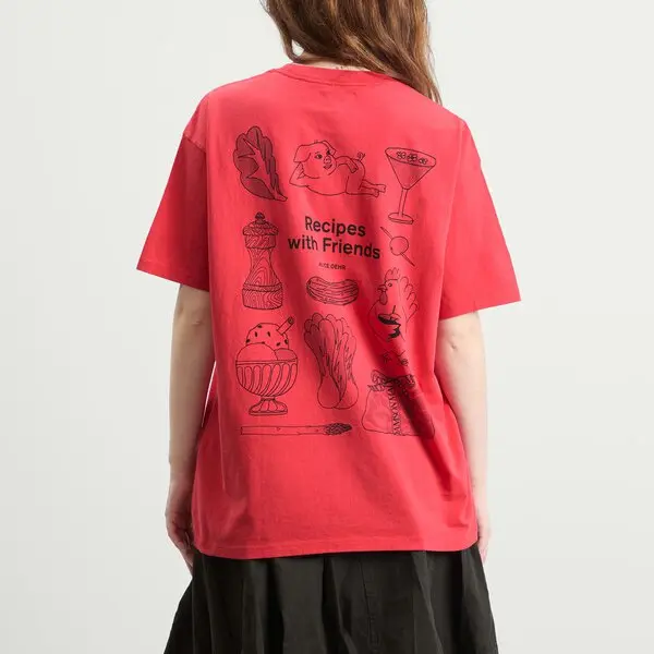 DAMSON MADDER Recipes With Friends Graphic T-shirt - Red