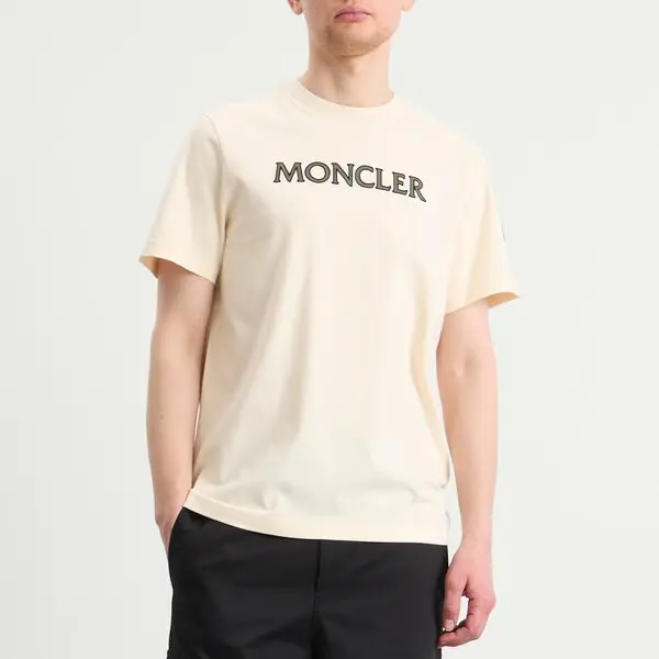 Moncler Flocked Logo T-shirt - Beige