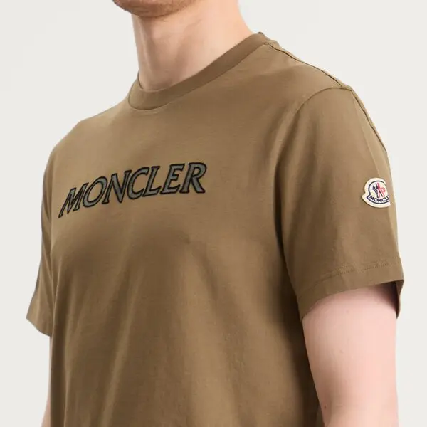Moncler Flocked Logo T-shirt - Khaki