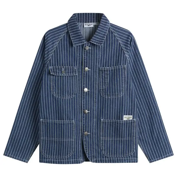 SERVICE WORKS Pinstripe Denim Coverall Jacket - Indigo