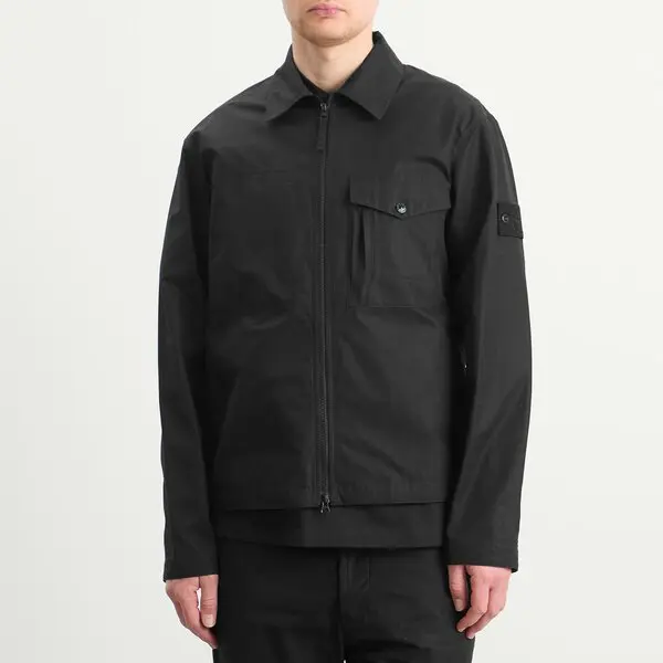 Stone Island Ghost Cotton Canvas Zip Shirt Jacket