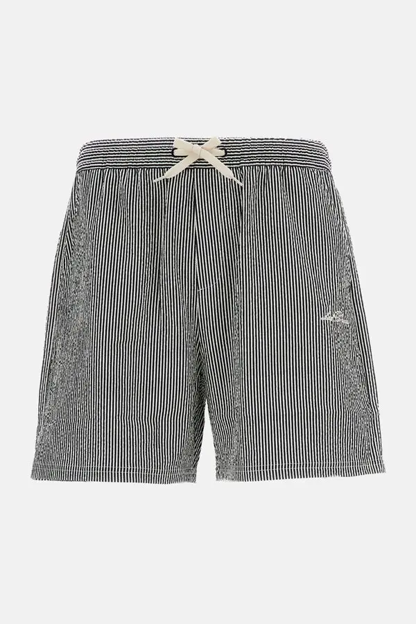 LES DEUX Striped Swim Shorts - Black