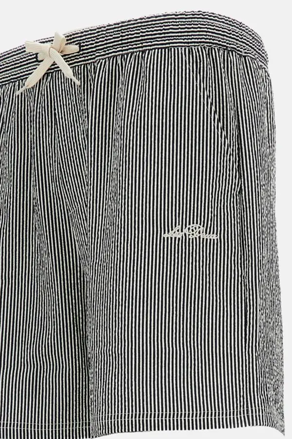 LES DEUX Striped Swim Shorts - Black