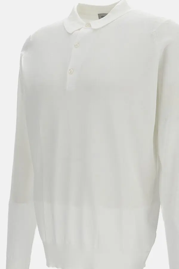 John Smedley Polo A Maniche Lunghe - White