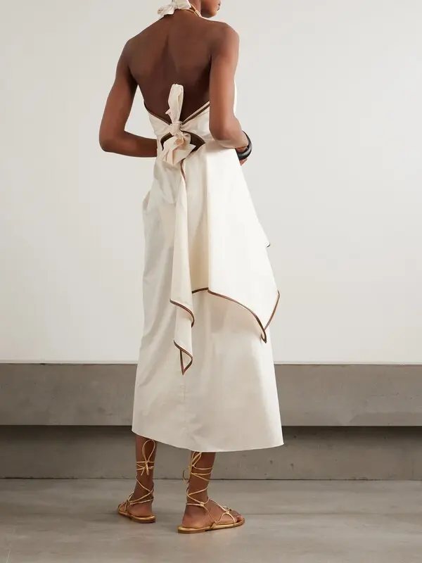 Johanna Ortiz Centro Del Cielo Halterneck Dress - Neutrals