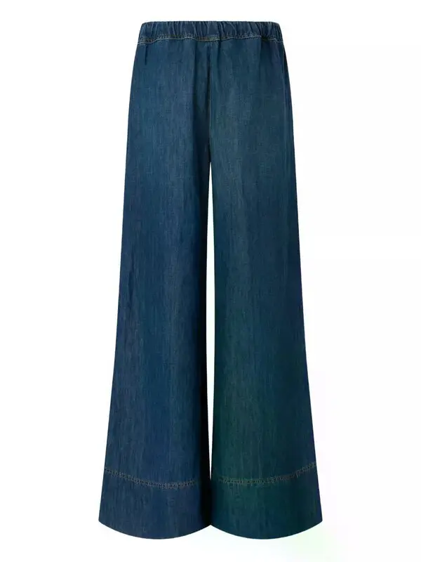 Pinko Wide-leg Jeans In Linen-blend Denim