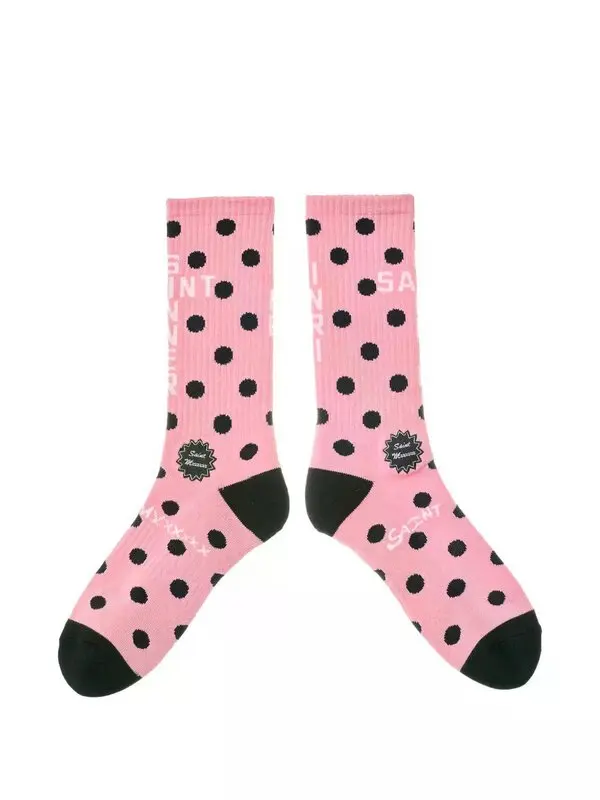 SAINT MXXXXXX Polka-dot Patterned Socks - Pink