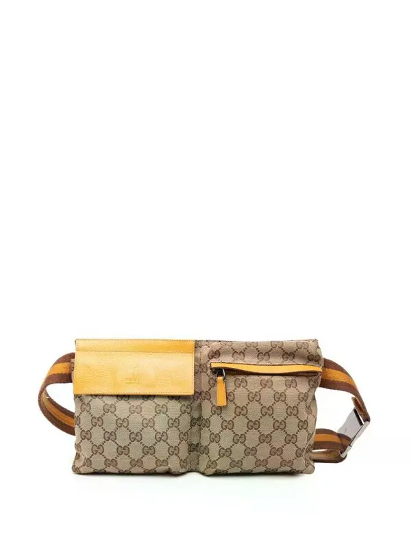 Gucci 2000-2015 Gg Canvas Web Double Pocket Belt Bag - Brown