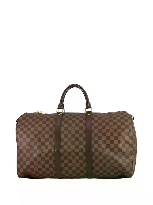 LOUIS VUITTON 2009 Damier Ebene Keepall 50 Travel Bag - Brown