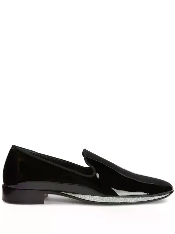 GIUSEPPE ZANOTTI Flash High-shine Leather Loafers - Black