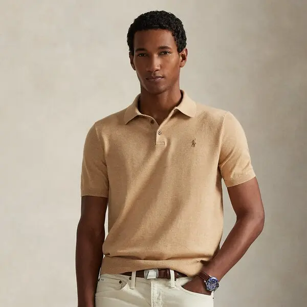 Ralph Lauren Cotton Polo Sweater - Camel Melange