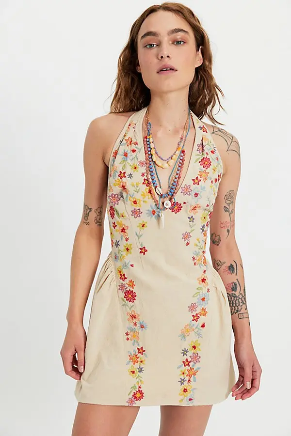 Free People Island Letter Mini Dress - Tea Combo