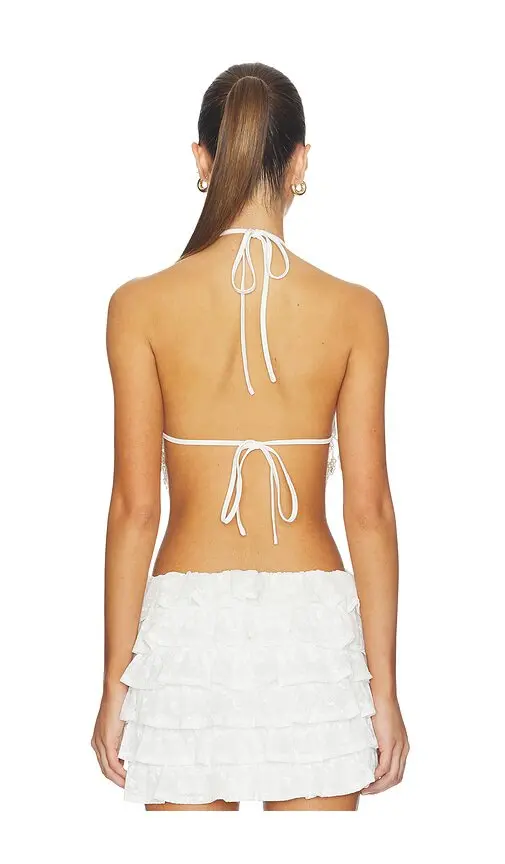 MORE TO COME Leigh Halter Top With Beaded Fringe Trim