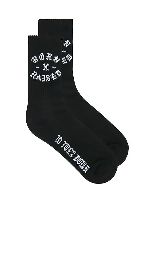 BORN X RAISED 10 Toes Down Rocker Socks - Black
