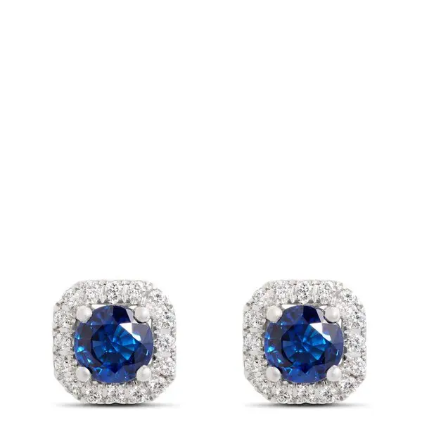 Benbridge Round Sapphire And Diamond Stud Earrings, 14k White Gold,wg|133e4245s - Blue