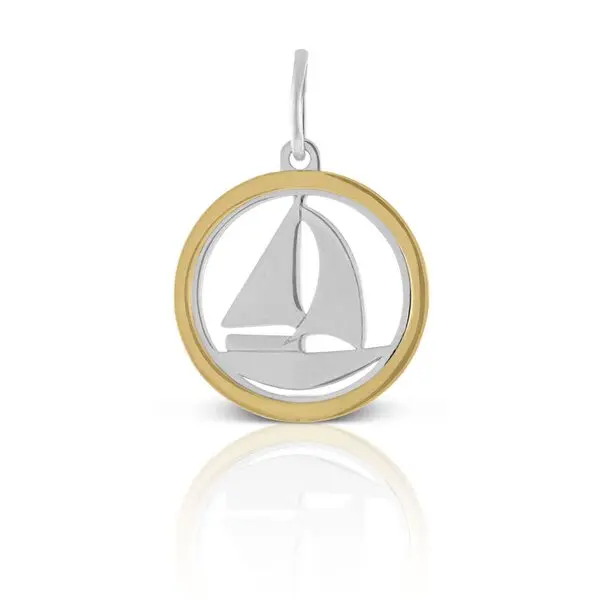 Benbridge Sailboat Framed Charm Pendant - Gold Plated Sterling Silver