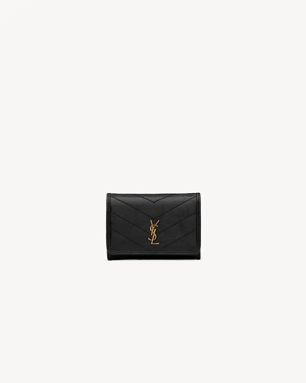 Saint Laurent Niki Slim Tri-fold Wallet In Vintage Leather - Black