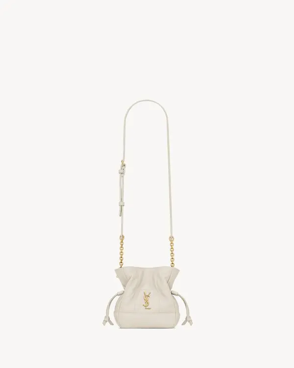 Saint Laurent Jamie Mini Shoulder Pouch In Lambskin In Beige - Blanc Vintage