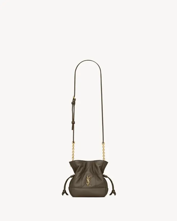 Saint Laurent Jamie Mini Shoulder Pouch In Lambskin In Brown - Light Musk