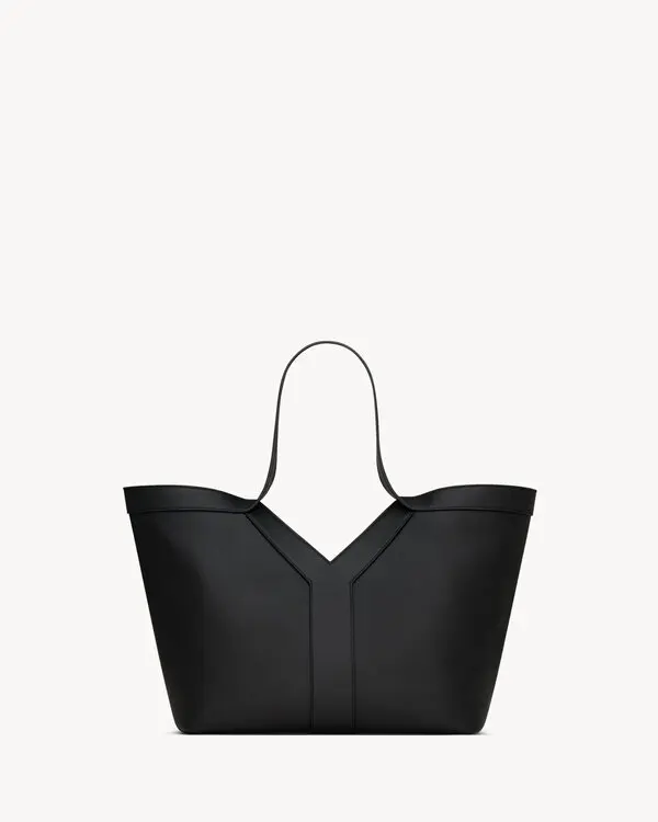 Saint Laurent Y Small Tote In Leather - Black