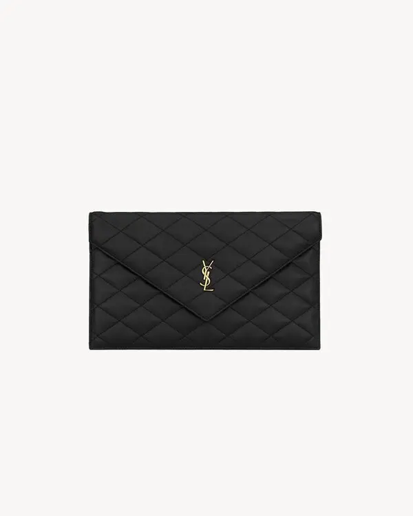Saint Laurent Paris Pouch In Lambskin - Black